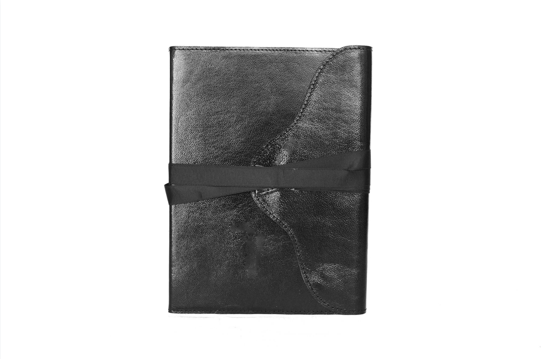 Libreta Porta Notas con Listón - Media Carta / Negro - Piel Canela